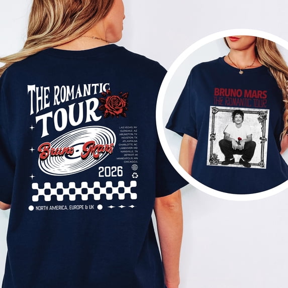 Bruno Mars Romantic Tour 2026 Two Sided T-Shirt, Bruno Mars Concert ...