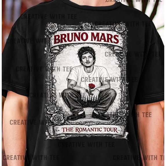 Bruno Mars Romantic Tour T-Shirt | Pop Soul Concert Tee | Retro Music ...