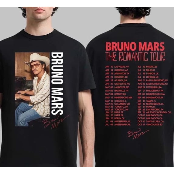 Bruno Mars The Romantic Tour 2026 Or T-shirt - Walmart.com