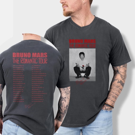 Bruno Mars The Romantic Tour 2026 T Shirt, Concert Tour Tee, Pop R&B ...