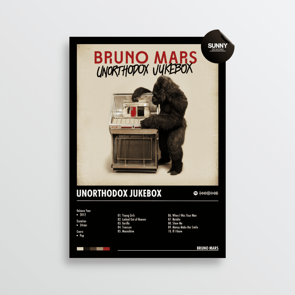 Bruno Mars - Unorthodox Jukebox, Album Cover Poster, Music Poster ...