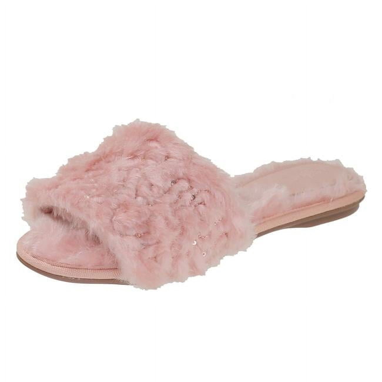 Bruno Menegatti 230193RO-7 Valentina Fluffy Slide Sequins Flat Slippers ...