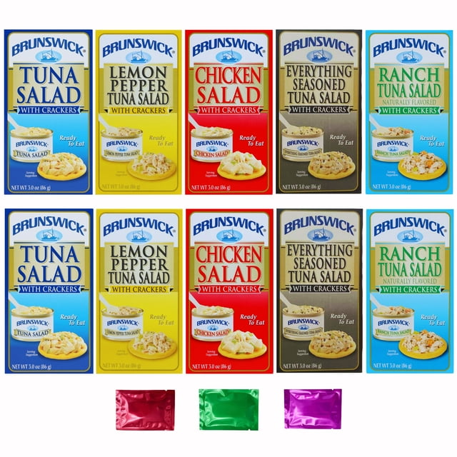 Brunswick Canned Tuna with Crackers 10 Variety Pack- Original, Lemon ...