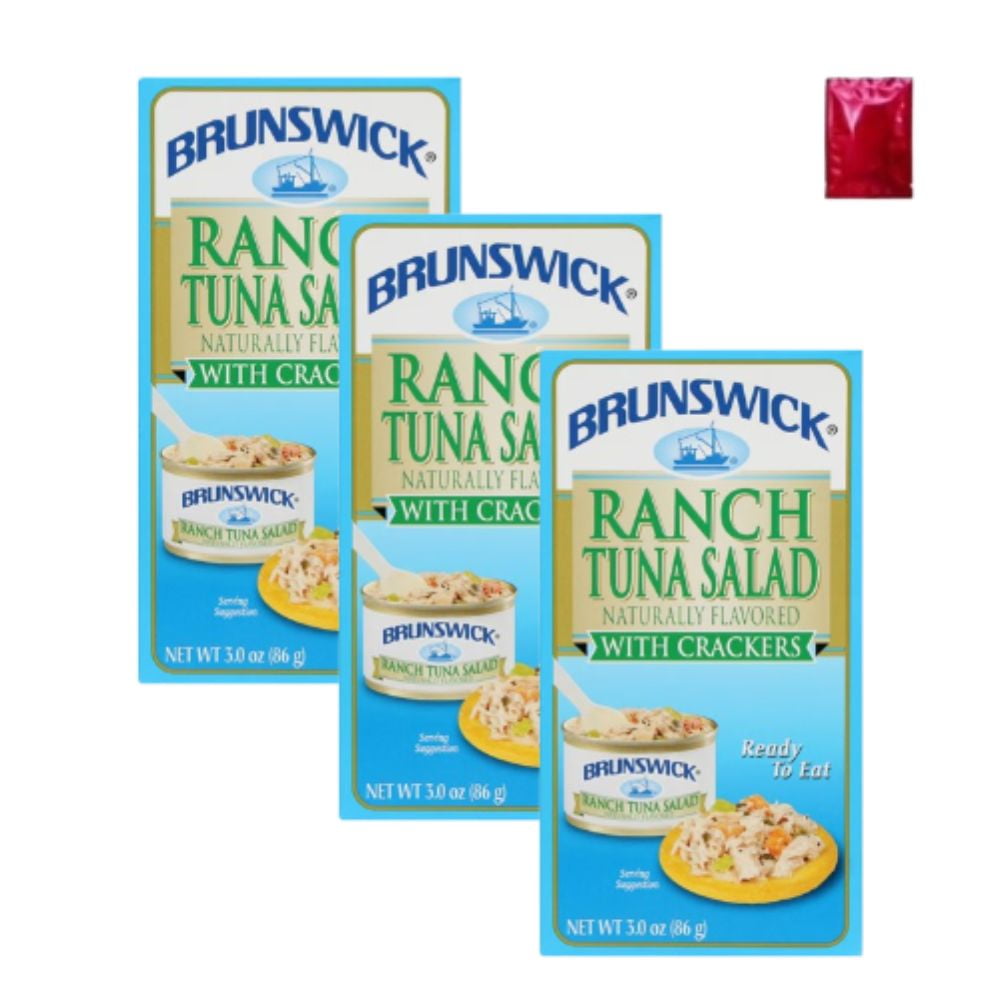 Brunswick Ranch Tuna Kits 3 oz, 3 Pack with Bonus LaPrima Morceau Bonbon | Ready-to-Eat Snack ...