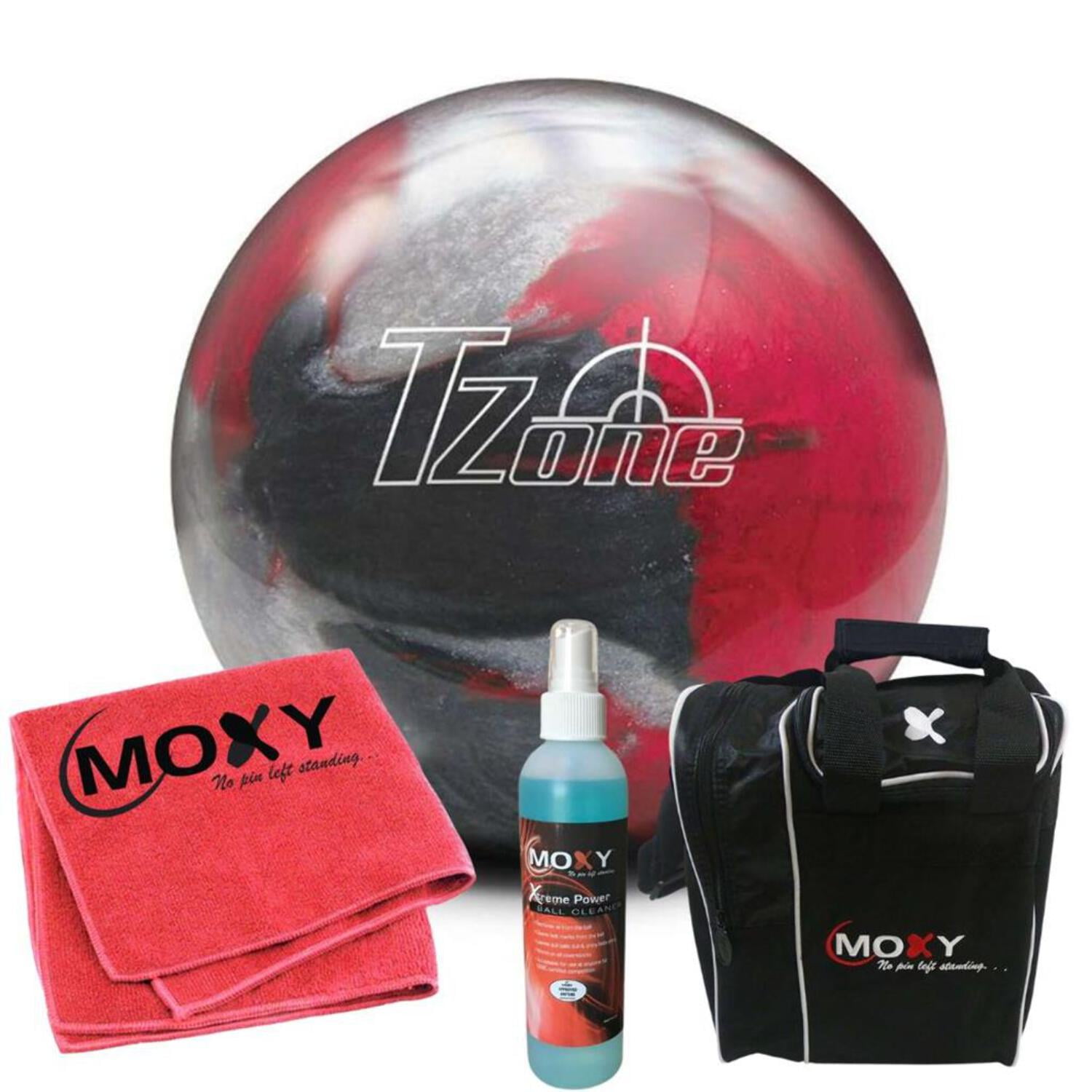 Brunswick T-Zone Scarlet Shadow Bowling Ball | Moxy Strike Black Bowling Bag | Moxy Red Micro ...