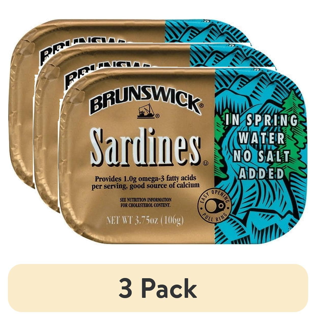 (3 pack) Brunswick Unsalted Sardine Fillets in Spring Water, 3.75 oz - Walmart.com
