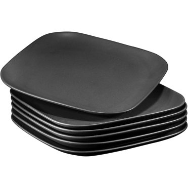 "Bruntmor 4-Piece Elegant Matte Black Ceramic Dinner Plates, 11"" Round ...
