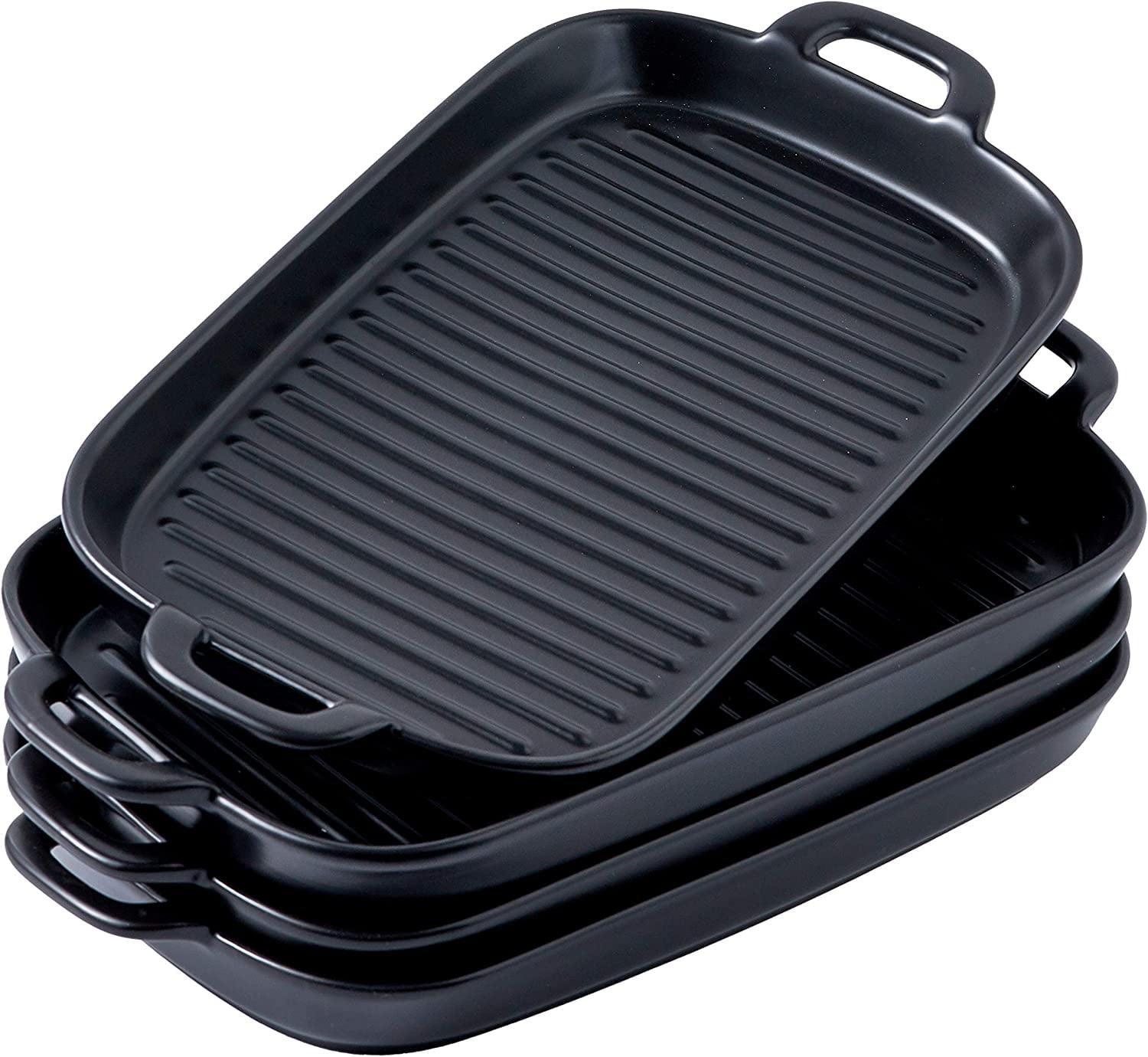 Bruntmor Large Ceramic Oven Safe Dishes, Set of 4, 10" X 6" Serving ...