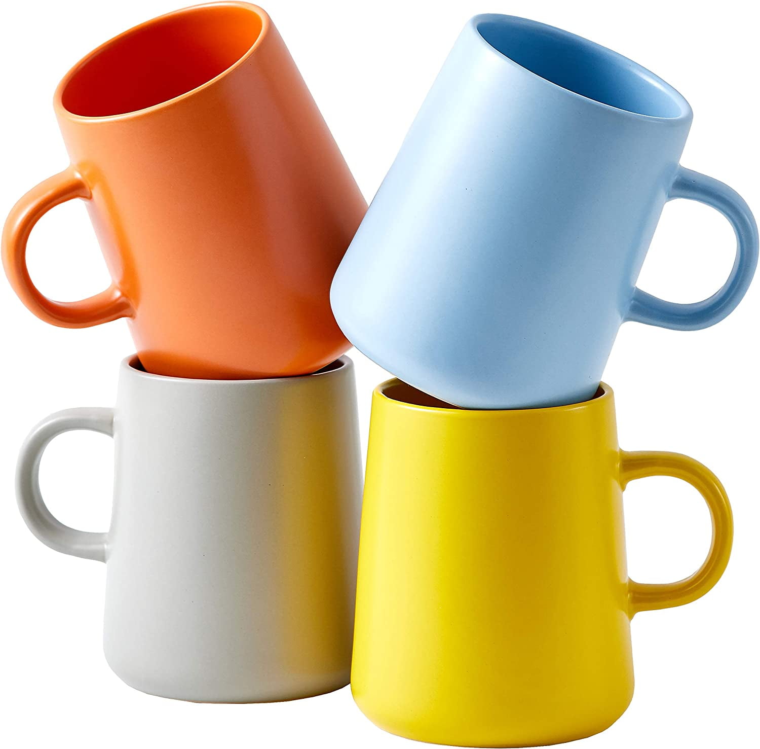 Bruntmor Pastel 16 Oz Ceramic Coffee Cups Set, Large, Microwave Safe ...