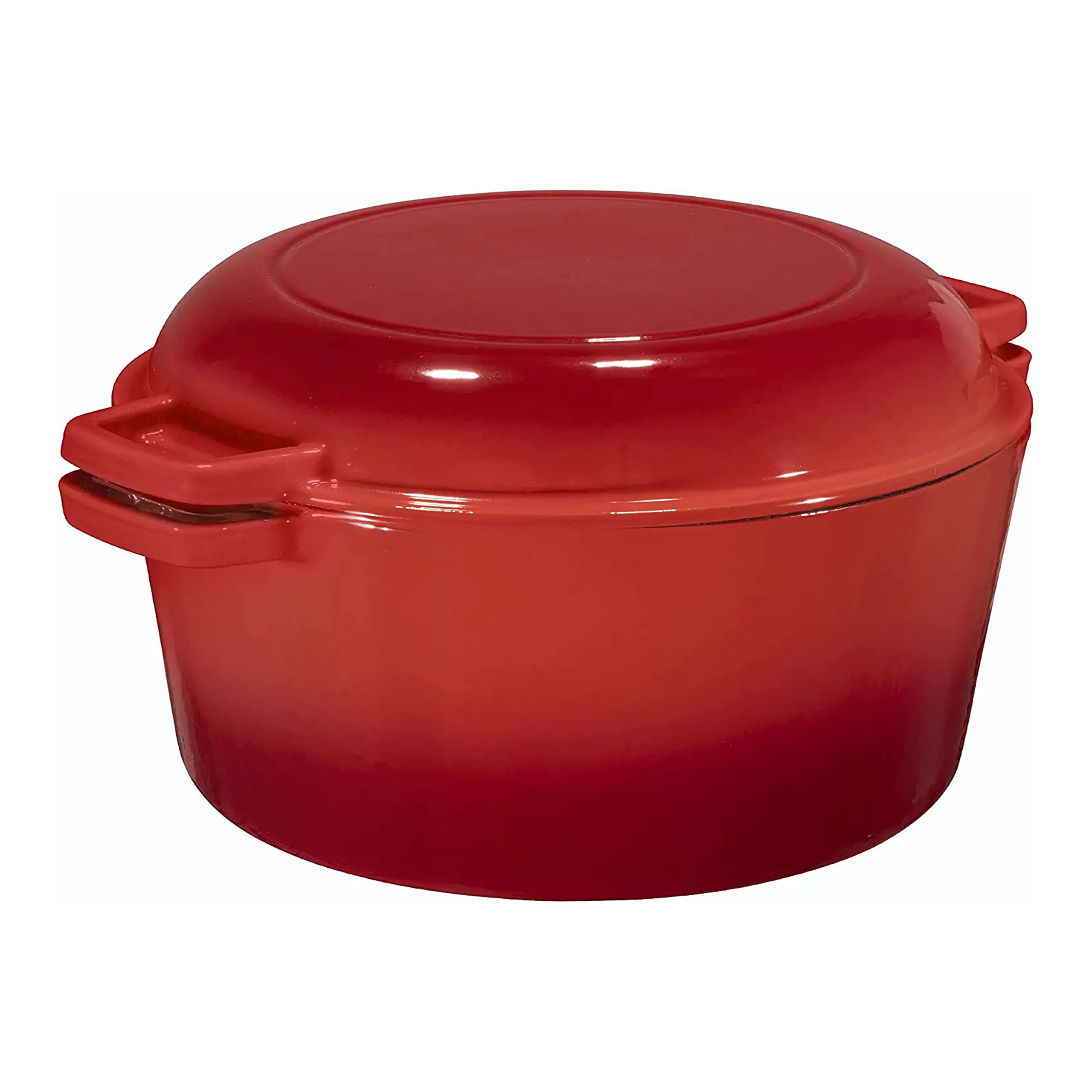 Bruntmor 5 Qt Red Enameled Double Heavy Cast Iron Dutch Oven Pot with ...