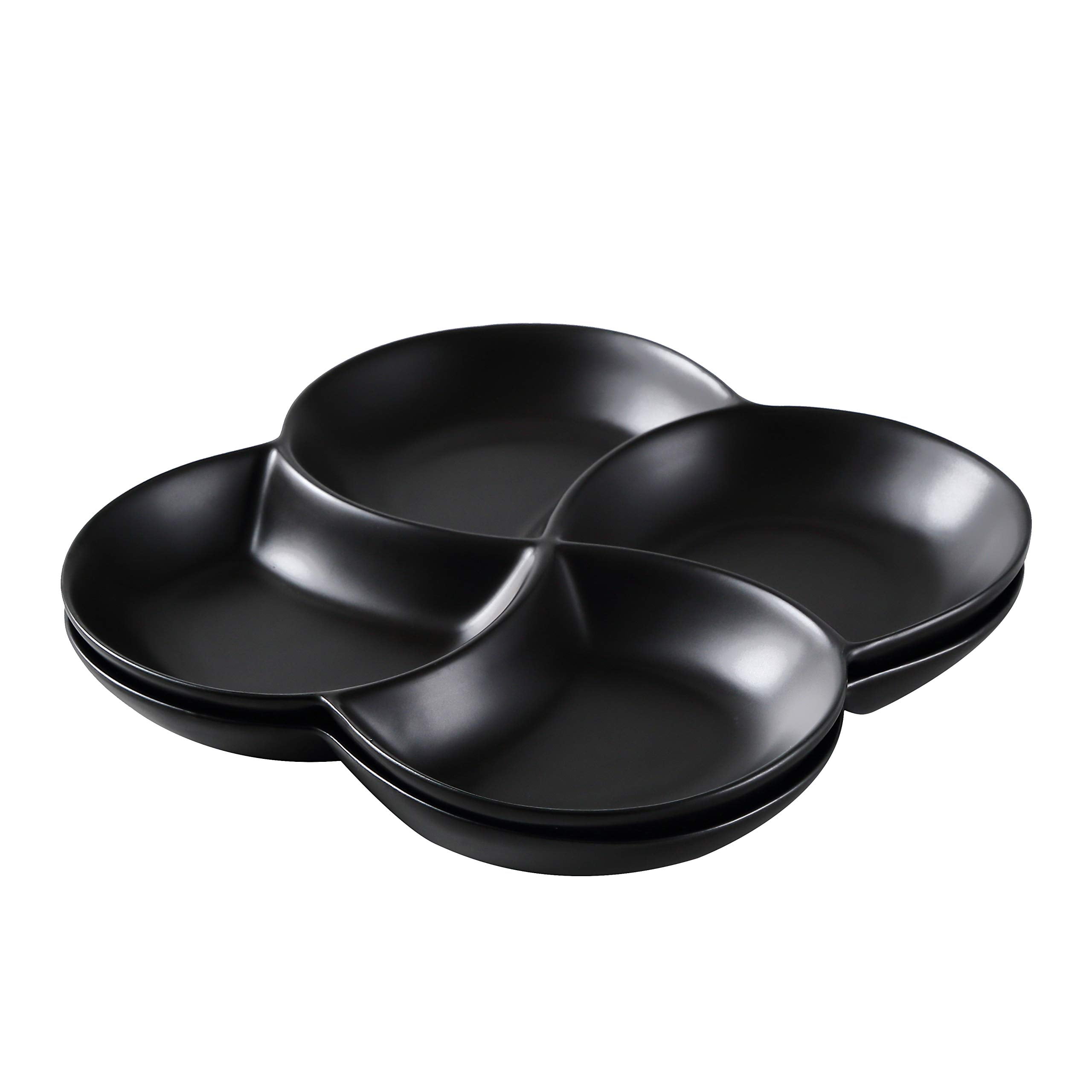 Bruntmor 8.5 inch Ceramic 4-Section Stackable Serving Tray in Black ...