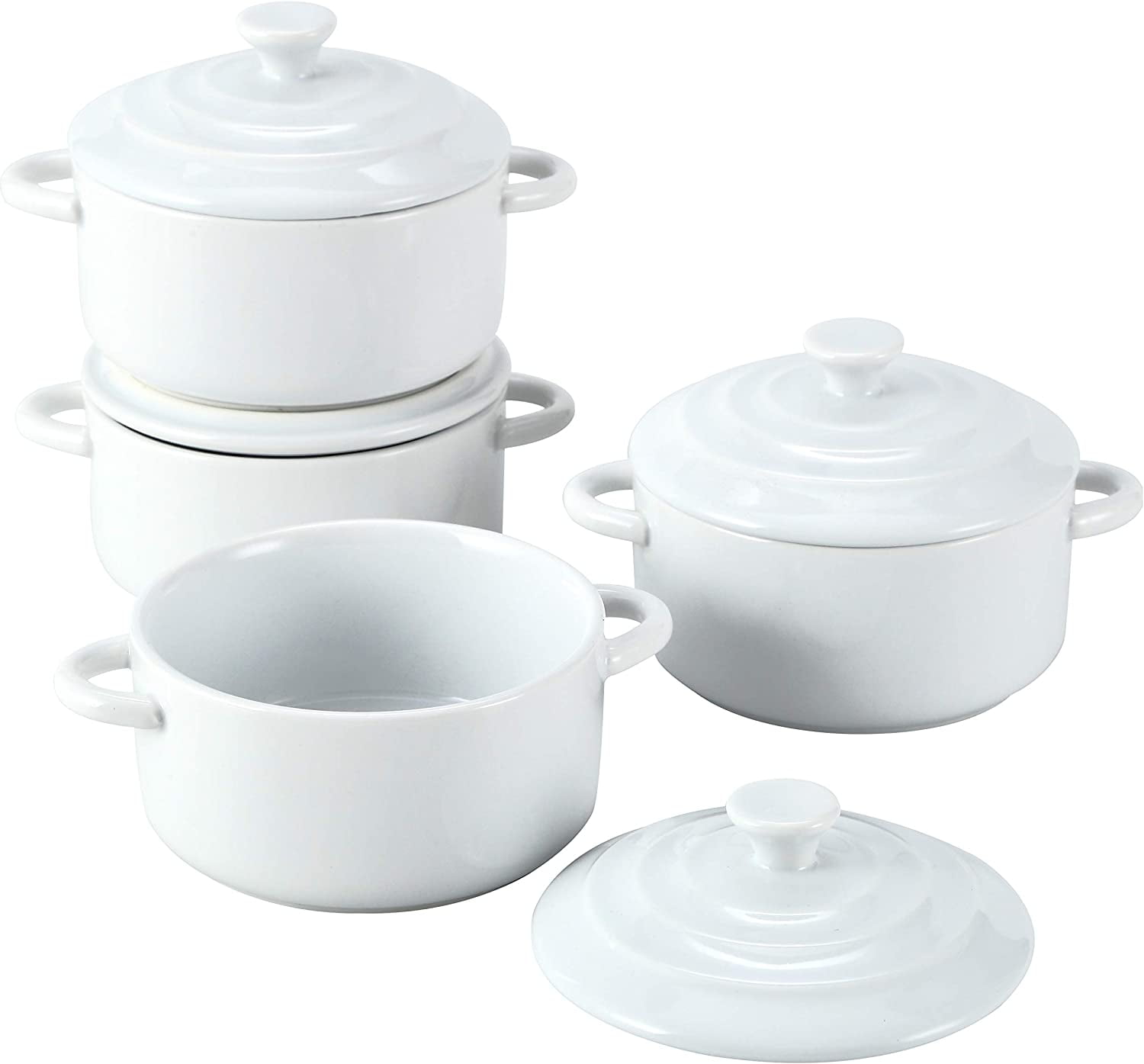 Bruntmor 8.5oz Ceramic Mini Casserole Dish with Lid, Oven Safe, Souffle ...