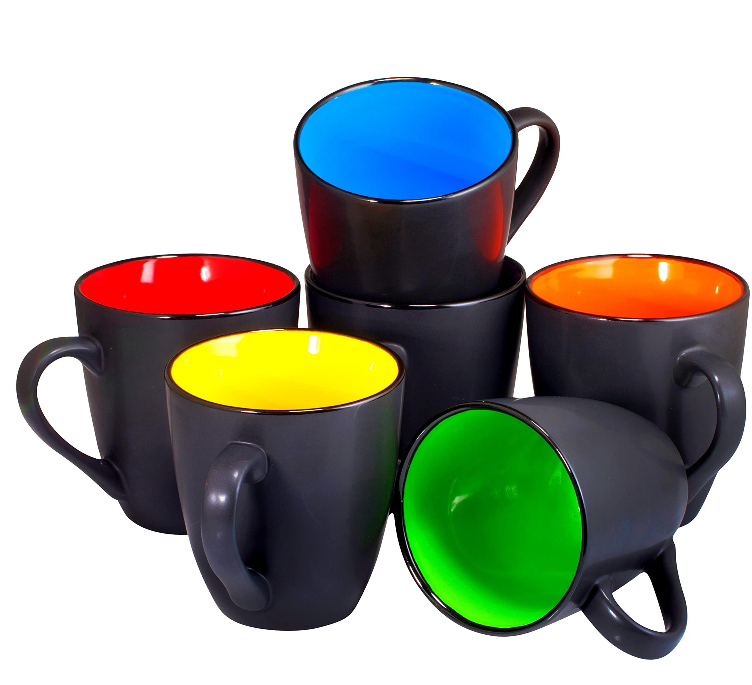 Bruntmor Ceramic Coffee Mug Set of 6 - Unique Coffee and Tea Mug Set ...