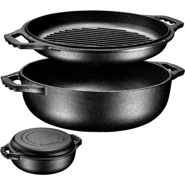 MegaChef 2 Quart Round Enameled Cast Iron Braiser Pan in Green ...