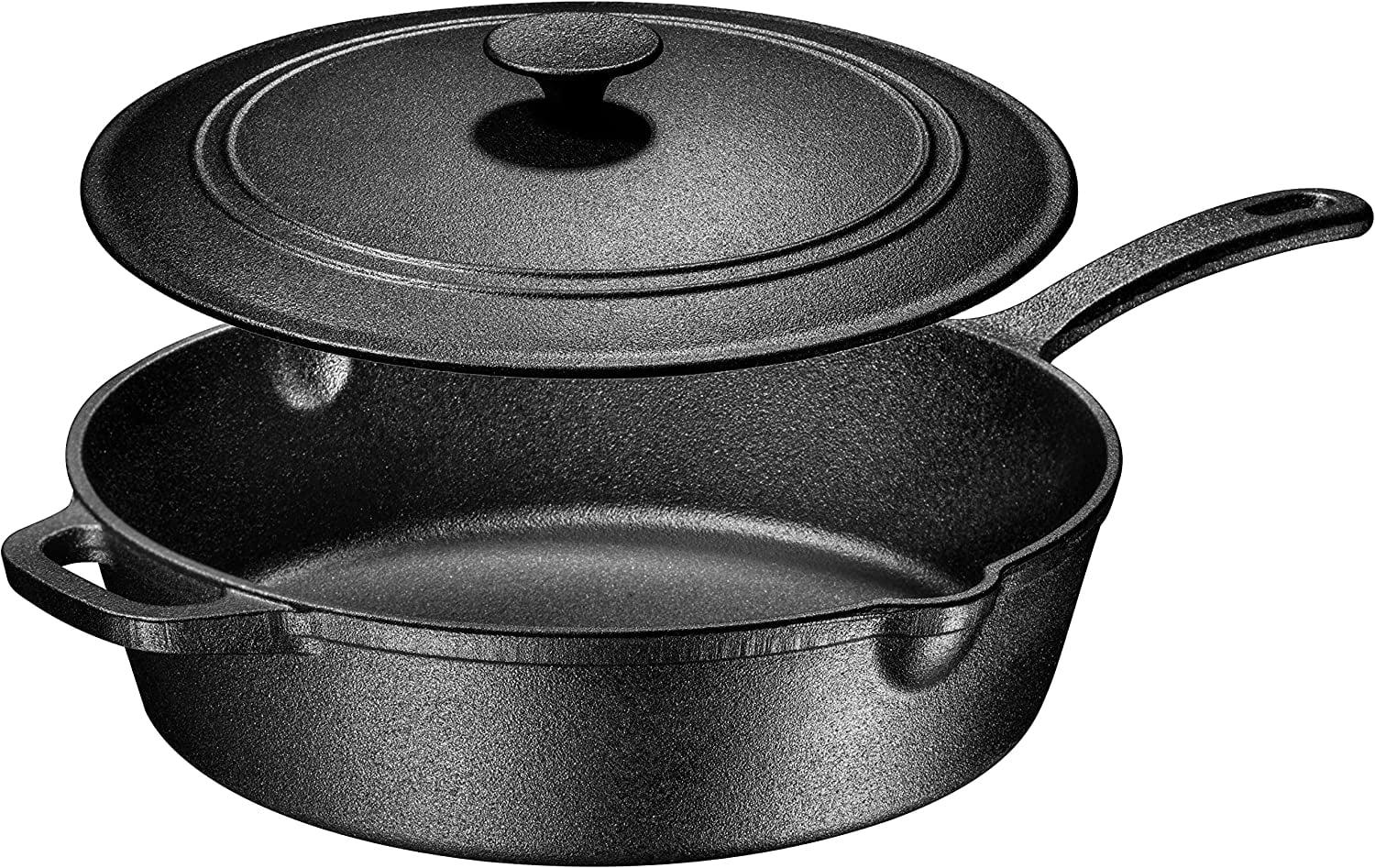 Bruntmor | Enameled Cast Iron Skillet Deep Saut Pan With Lid 12 Inch ...
