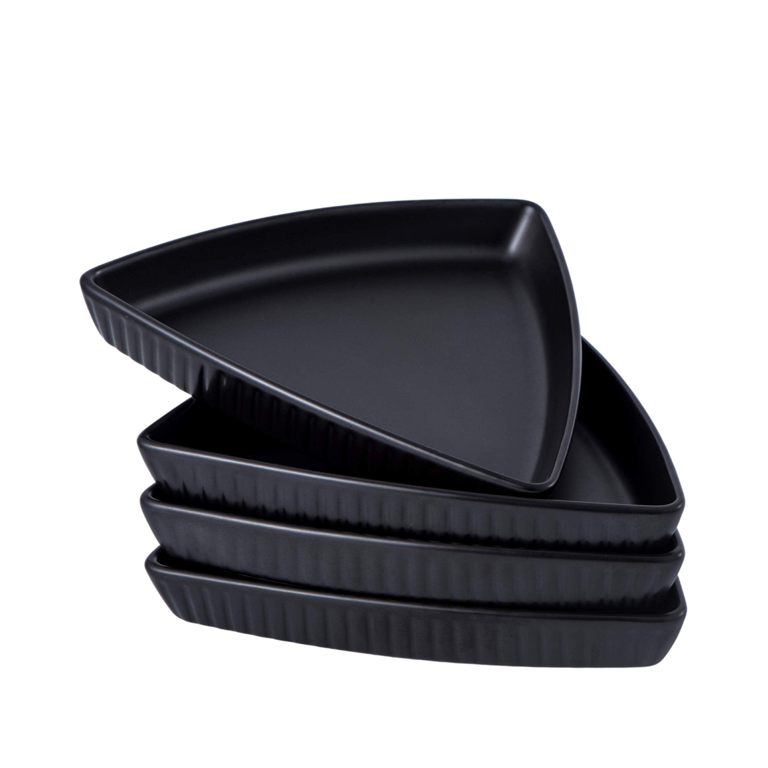 Bruntmor Porcelain 8" Triangle Plates Set Of 4 - Oven Safe Triangular ...