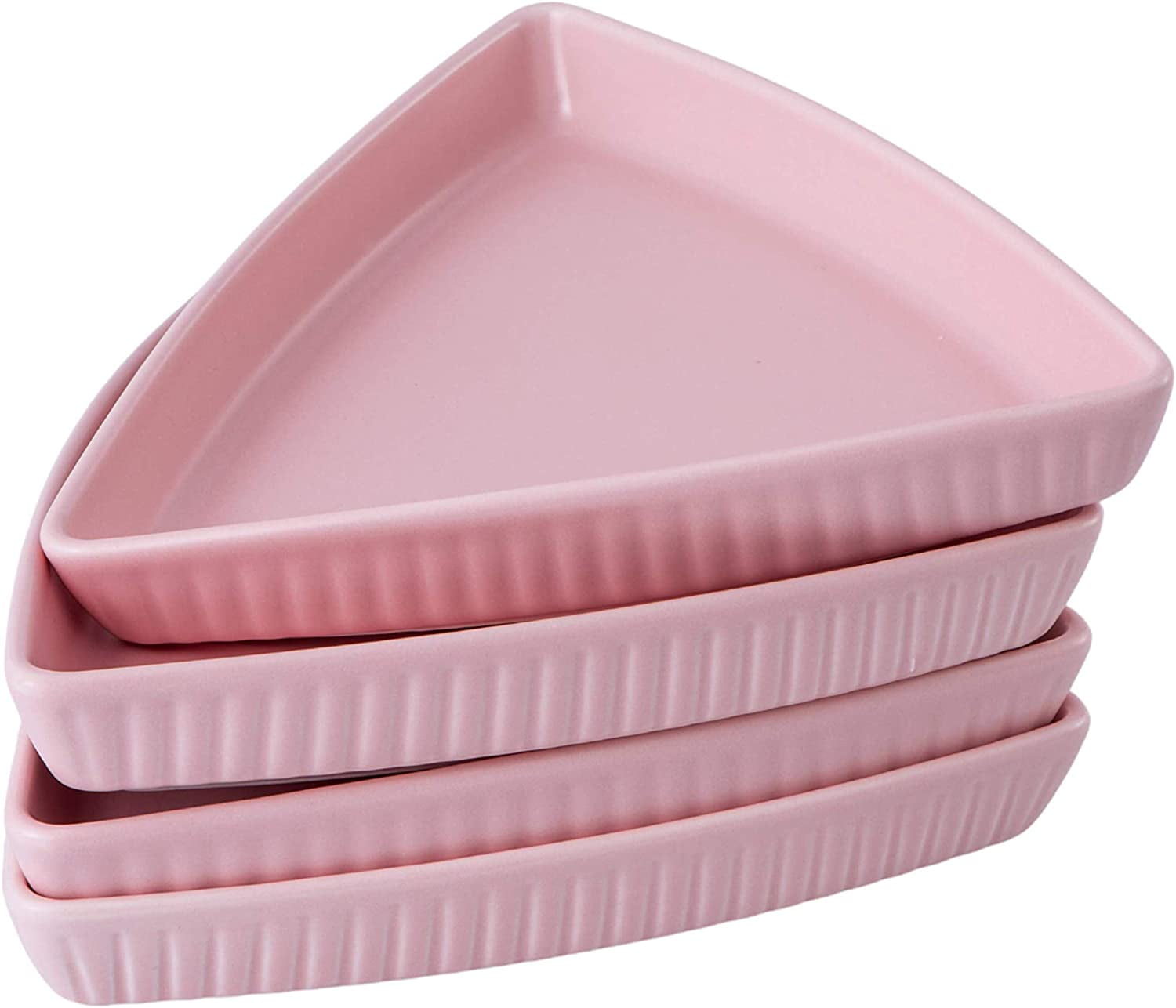 Bruntmor Porcelain 8" Triangle Plates Set Of 4 - Oven Safe Triangular ...