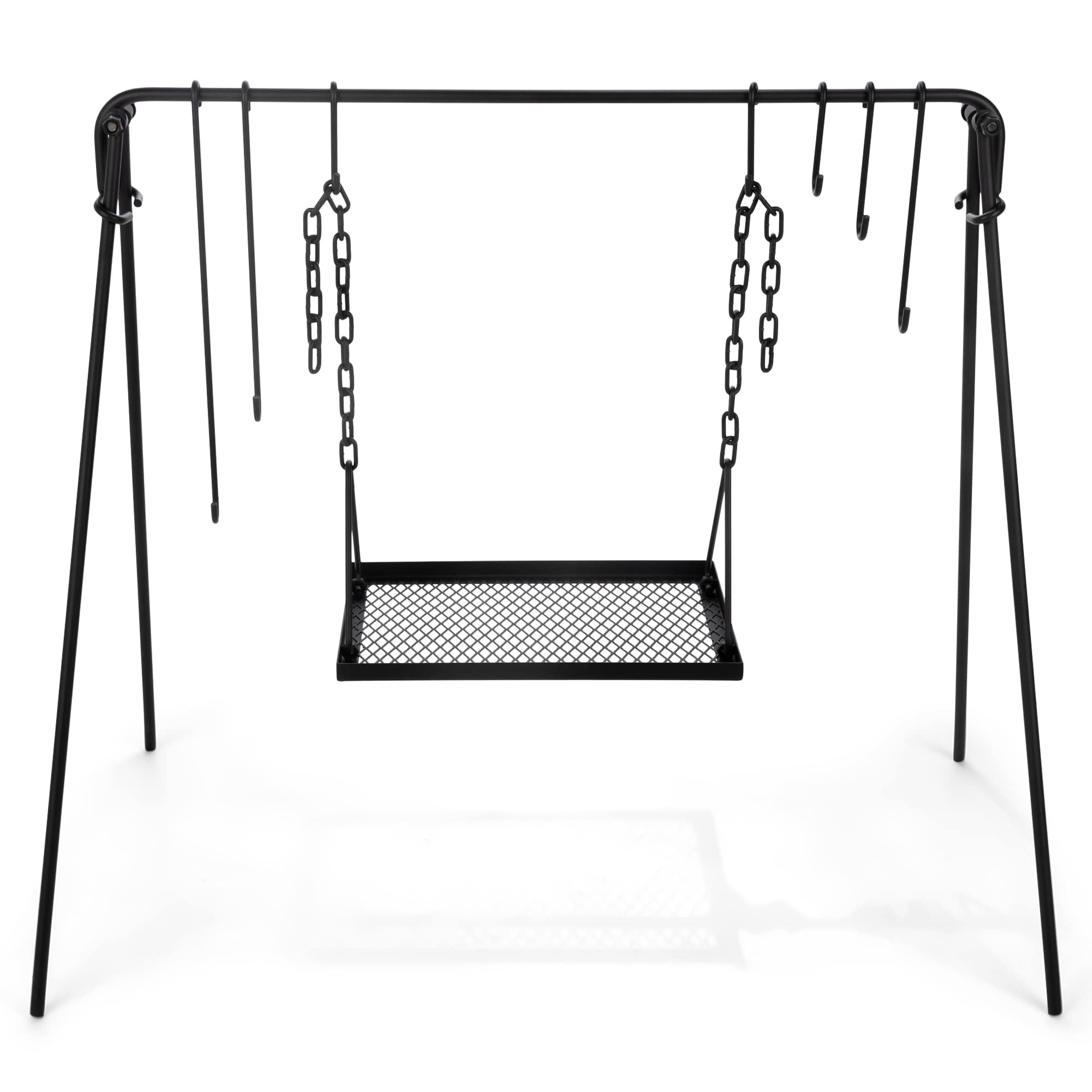 Bruntmor Portable Cast Iron Outdoor Swing BBQ & Campfire Cooking Stand ...