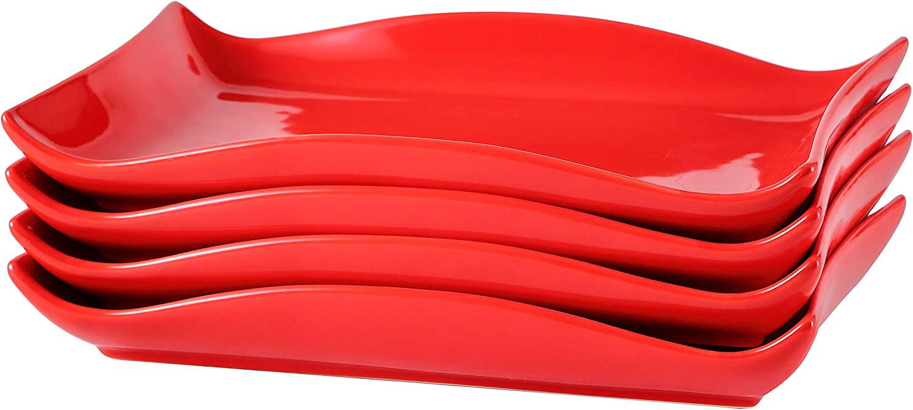 Bruntmor Red 10""x7"" Rectangular Set Of 4 Serving Trays Plates ...