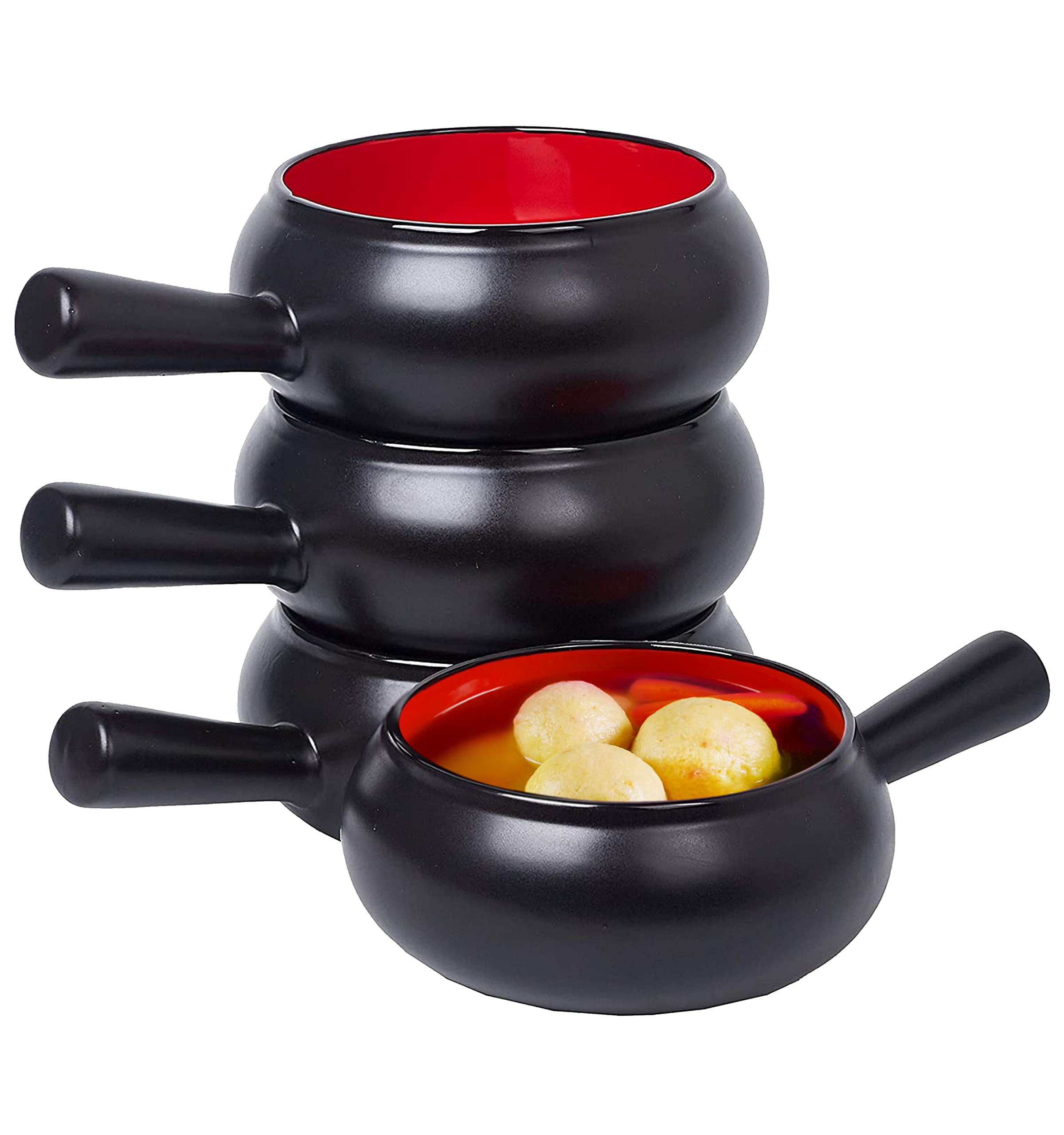 Bruntmor Set of 4 French Onion Soup Bowls with Handle - 17oz Porcelain ...