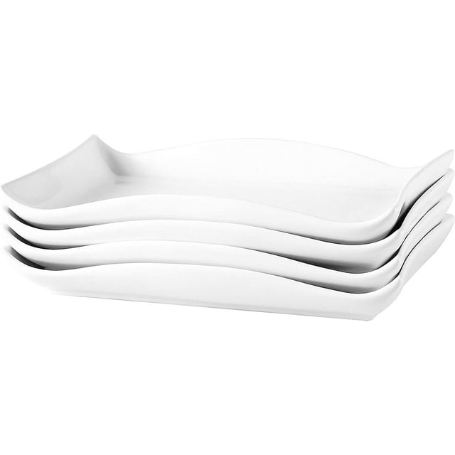 "Bruntmor Set of 4 Ceramic Plates - 10.5""x6.5"", Oven Safe with ...