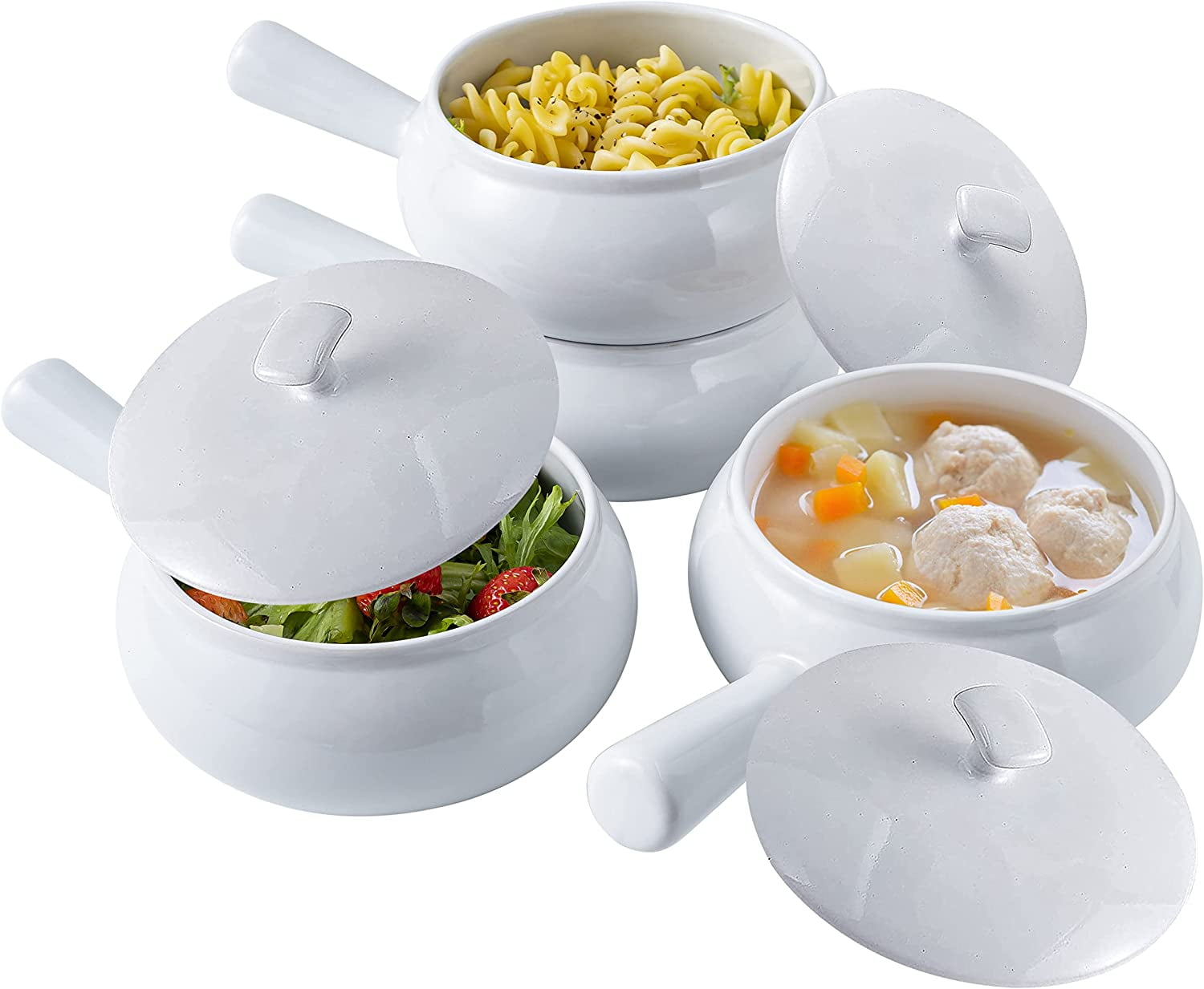 Bruntmor Set of 4 French Onion Soup Bowls with Lids - 17oz Ceramic Soup ...