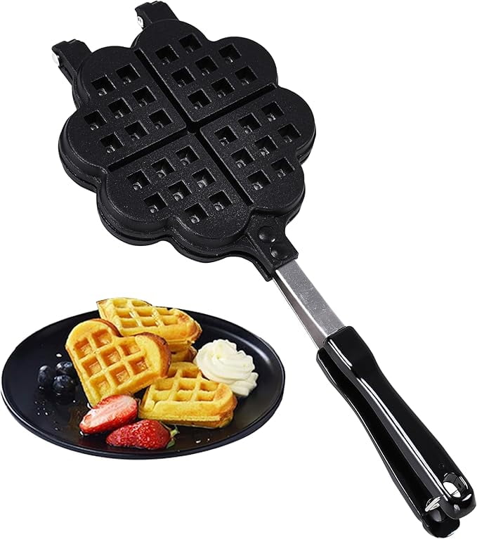 Bruntmor Stovetop Waffle Pan Set of 1 - Cast Iron Waffle Pan Maker for ...