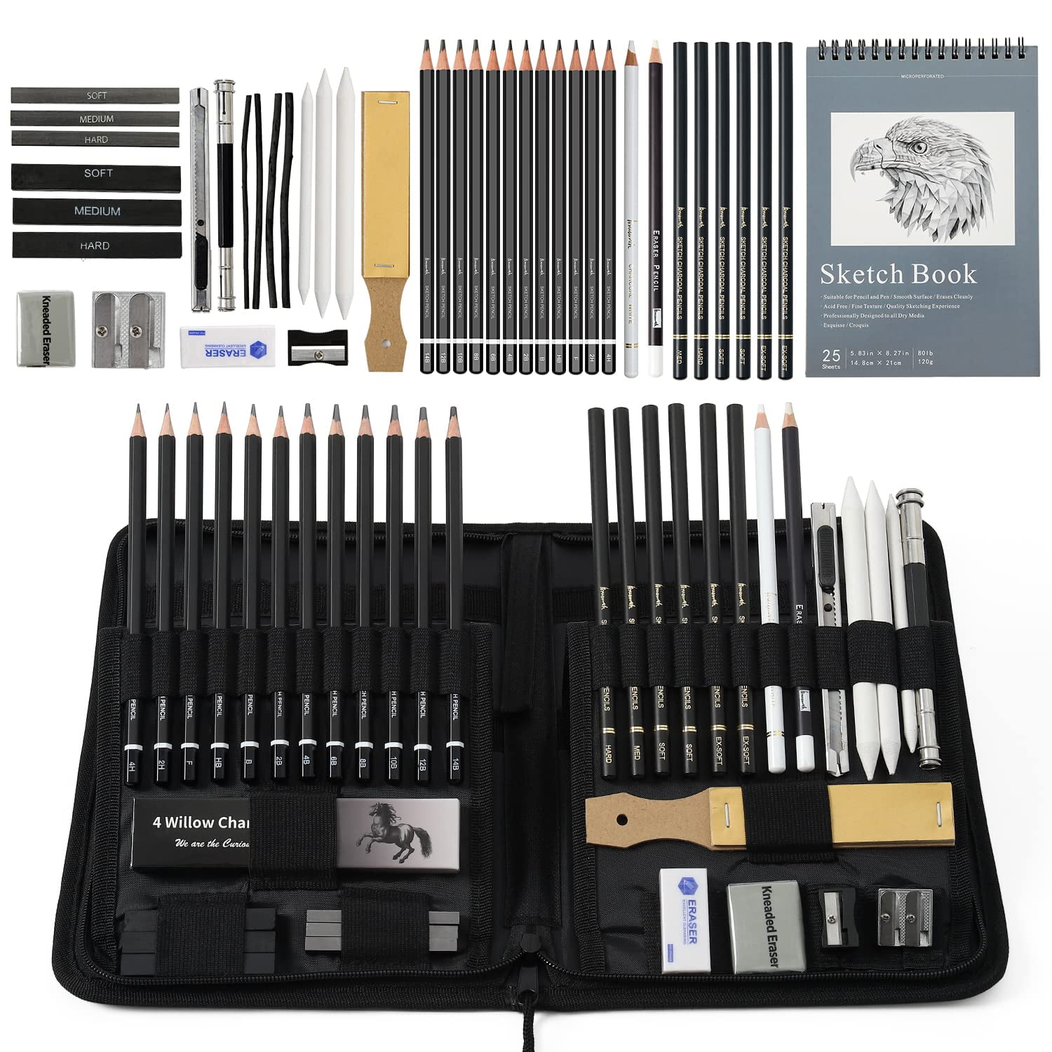 Brusarth 42 PackTRDN Drawing Set Sketching Kit, Pro Art Sketch Supplies ...