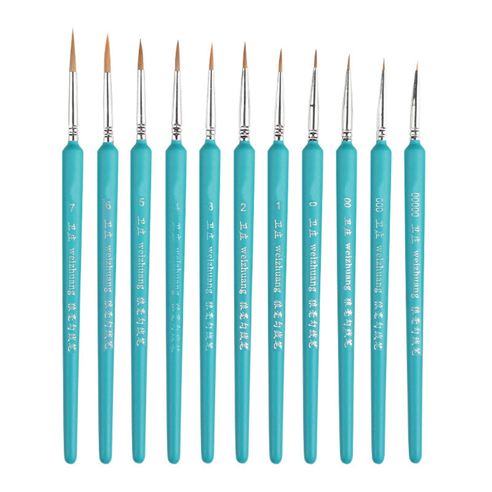 GBAYXJ 11 Pcs Miniature Detail Paint Brush Set With Natural Wood Handle ...