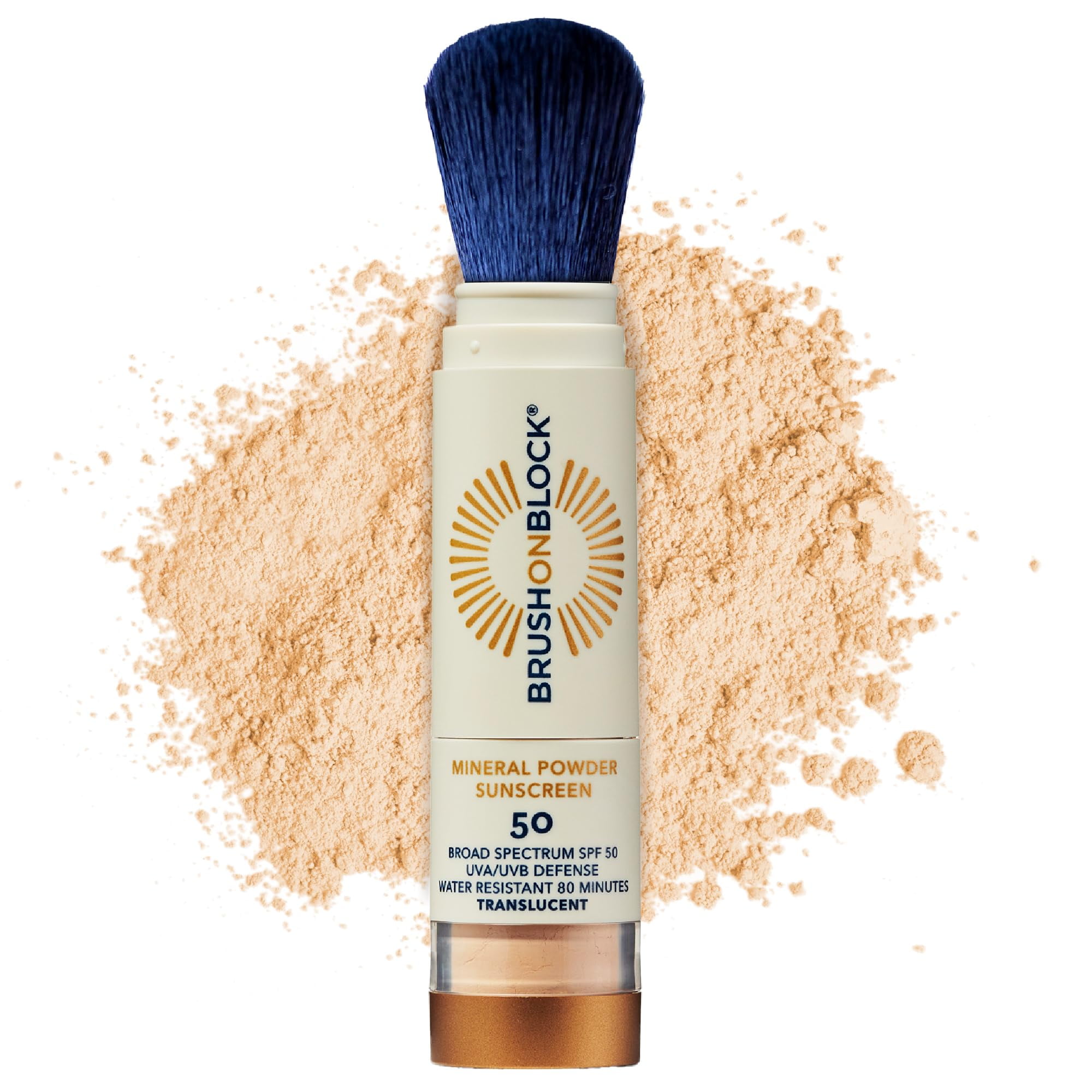 Brush On Block SPF BCA3 50 Mineral Powder Sunscreen, Translucent, Broad ...