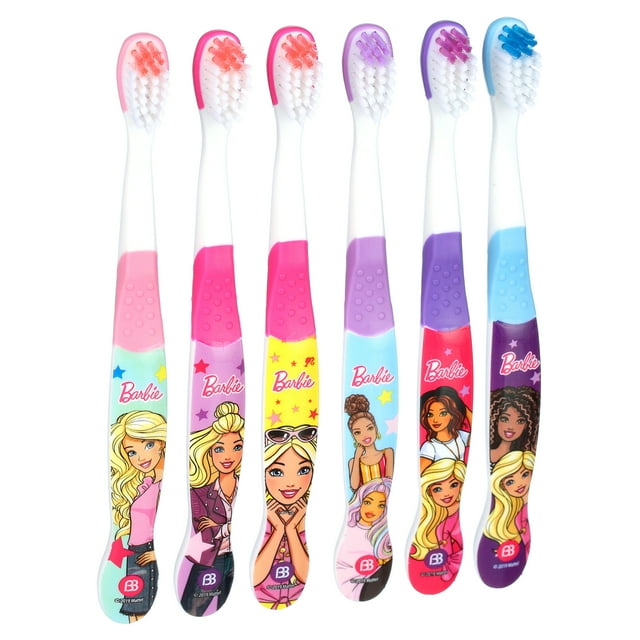 Brush Buddies Barbie Kids Toothbrushes, 6PK Soft Manual Toothbrushes ...