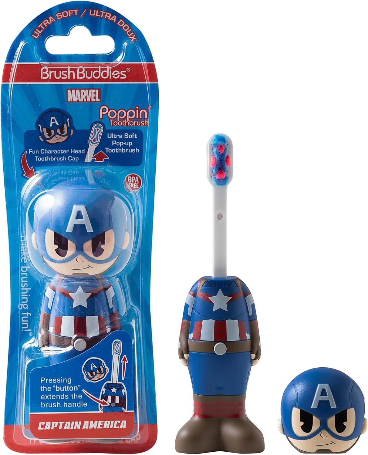 Brush Buddies Marvel Poppin’ Toothbrush, Captain America - Walmart.com