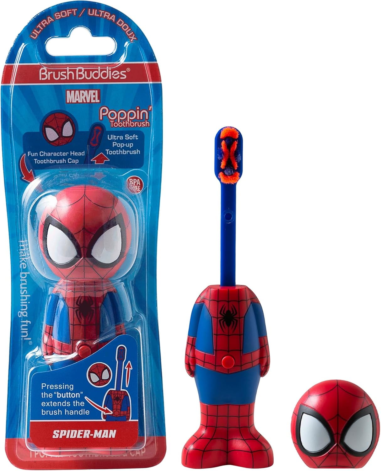 Brush Buddies Marvel Poppin’ Toothbrush, Spider-Man - Walmart.com