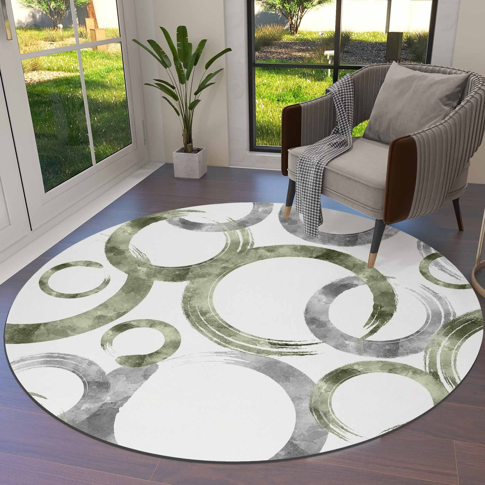 Brush Circle Sage Green Gray Round Area Rug Carpets For Living Room ...