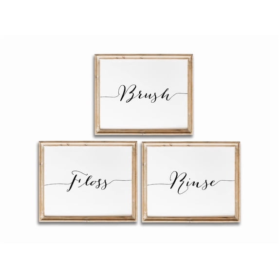 Brush Floss Rinse Art Posters Bathroom Wall Art Printed Poster ...