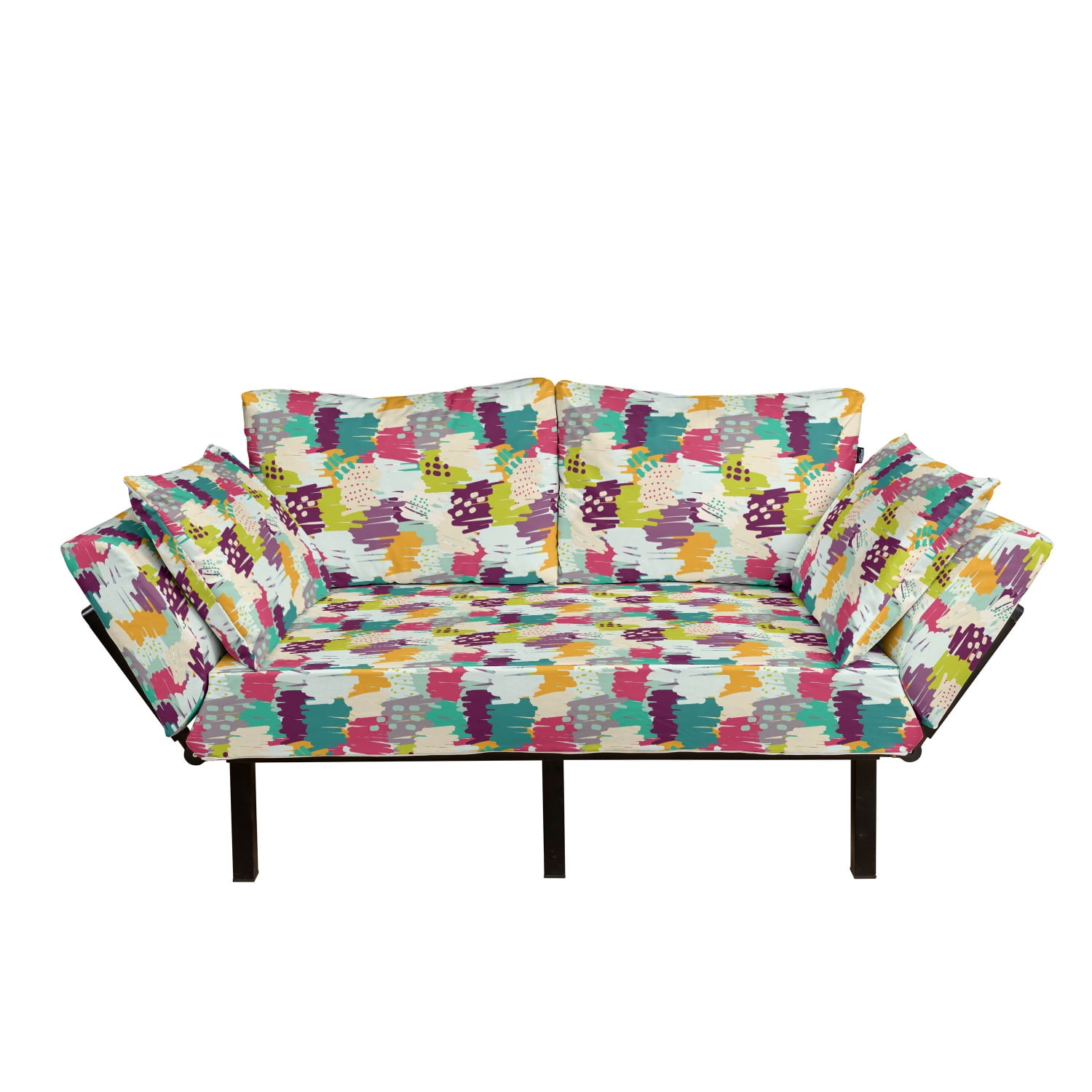 Brush Futon Couch, Paint Brush Chunky Blows Canvas Fantasy World Polka ...