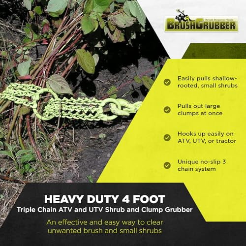 Brush Grubber Heavy Duty 4 Foot Long Triple Chain ATV, UTV, and Tractor ...