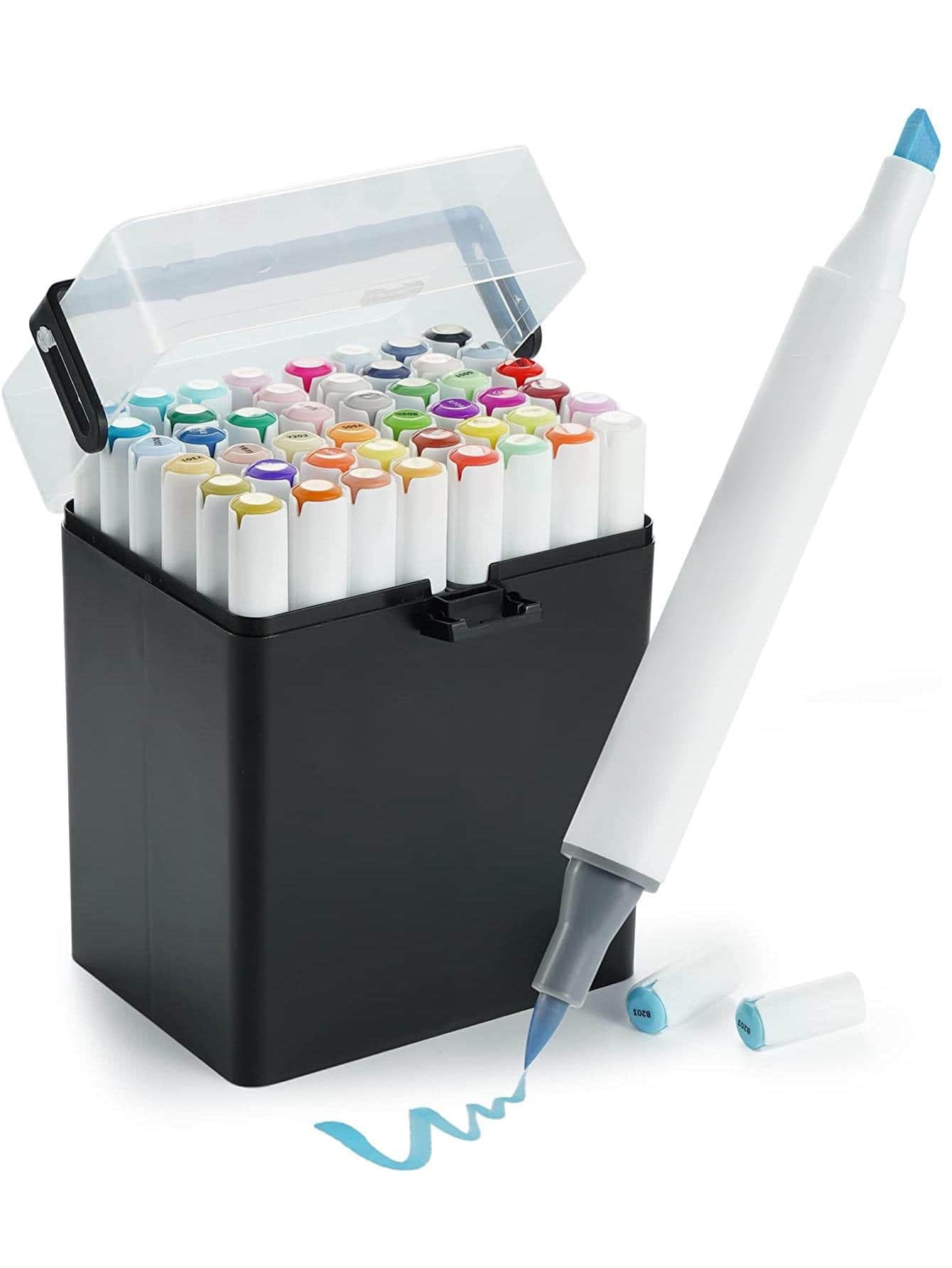 Brush Markers, Brush & Chisel Dual Tips Professional Artist Markers ...