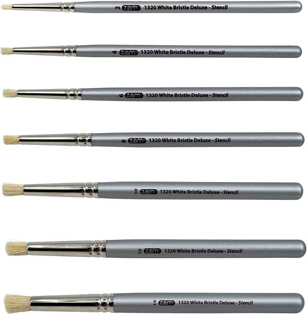 Brush Mfg Deluxe Stencil Artist Paint Brush Set 7 Pcs Sizes 2 4 6 8 10 ...