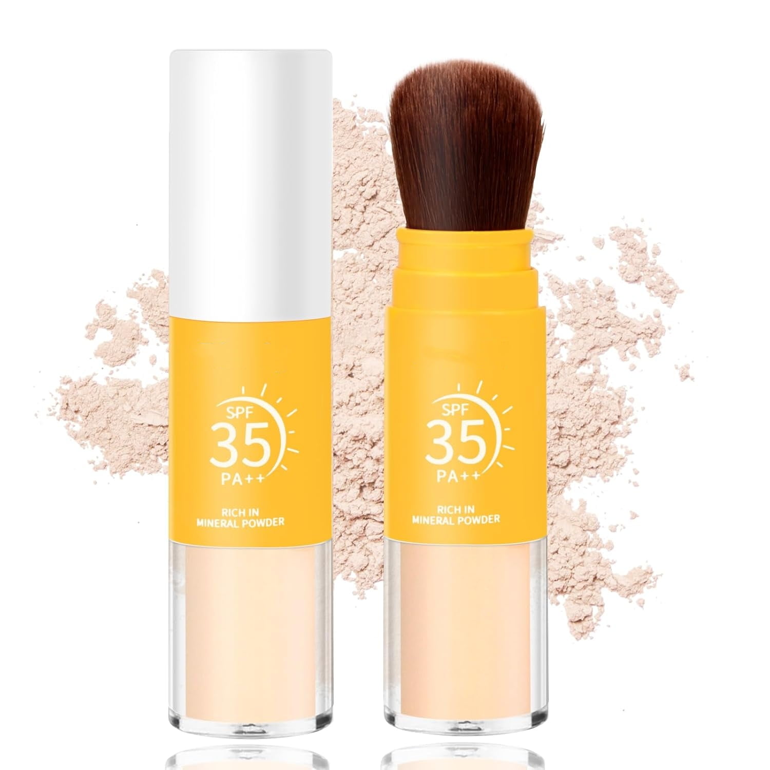 Brush On Mineral Sunscreen Powder, SPF 35 Face Powder Scalp Sunscreen ...