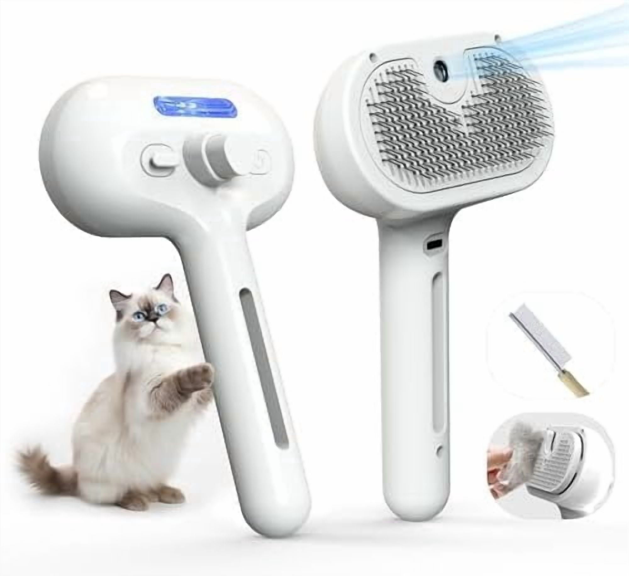 Brush with Mist - Gentle Deshedding Tool for Cats & Dogs, Steam Brush ...