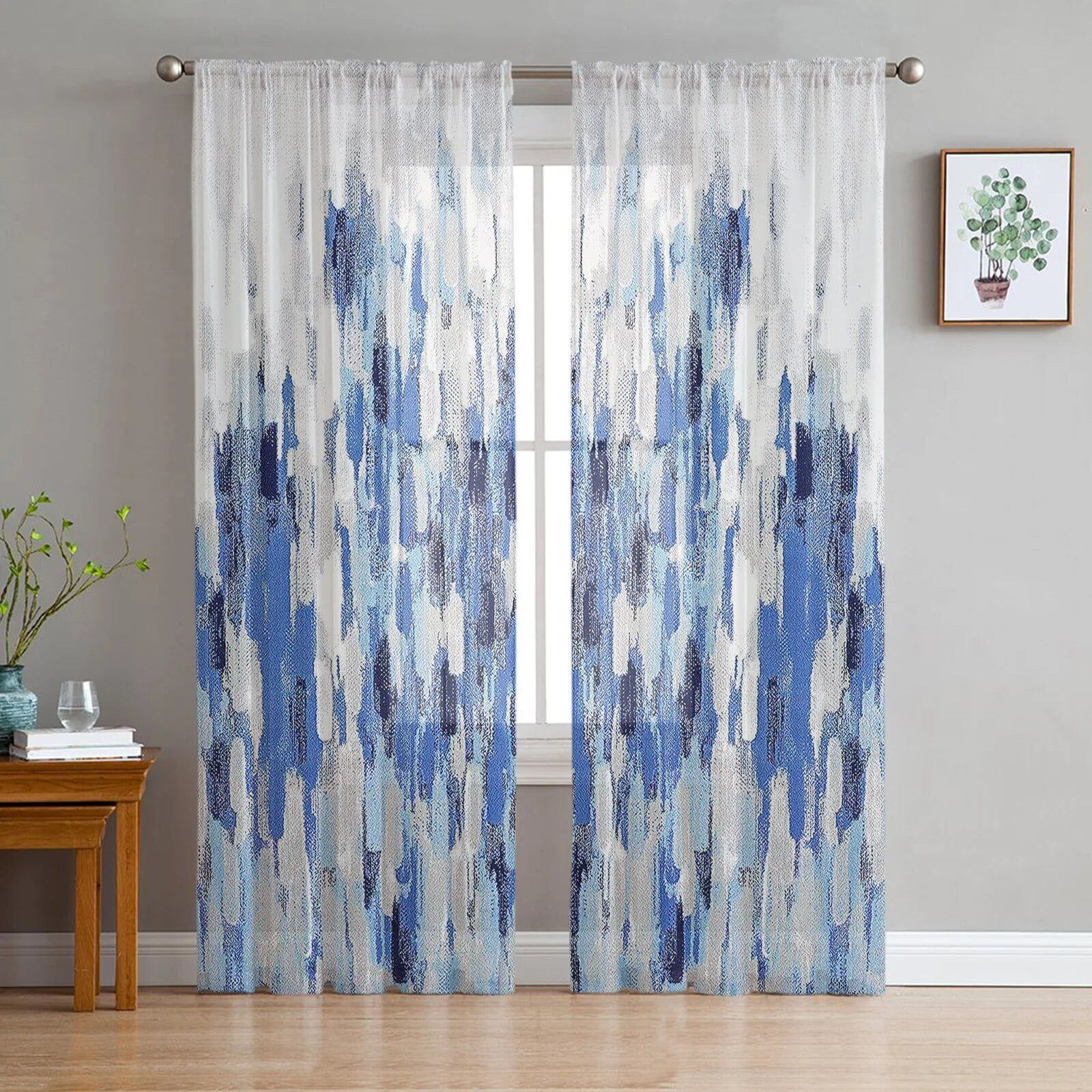 Brush Nostalgic Lines Sheer Curtains For Living Room Tulle Window ...