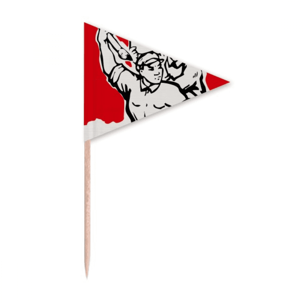 Brush Paper Soldier Mao Ze Quotes Toothpick Triangle Cupcake Toppers ...