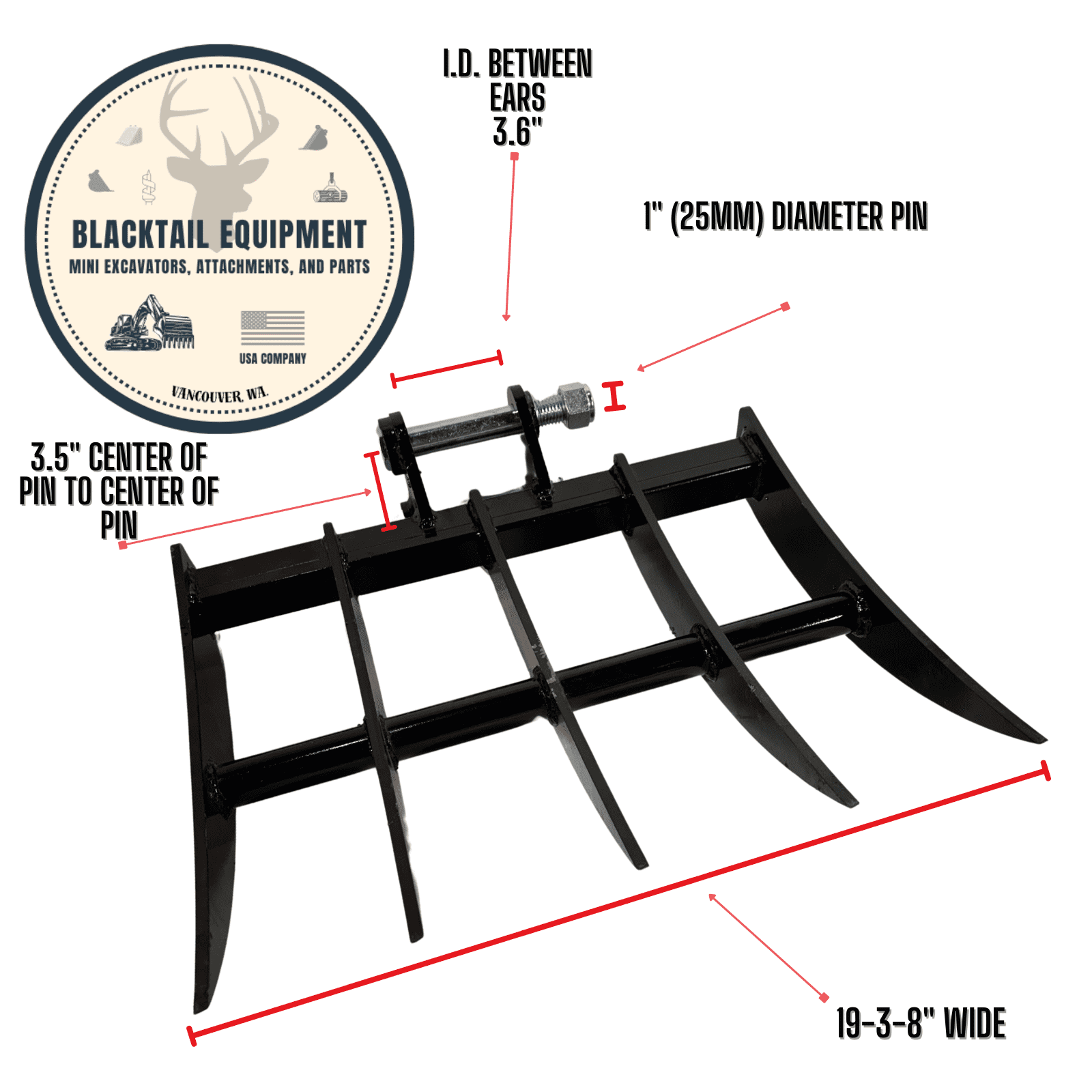 Brush Rake for Chinese mini EXCAVATORS - FREE SHIPPING - USA COMPANY ...