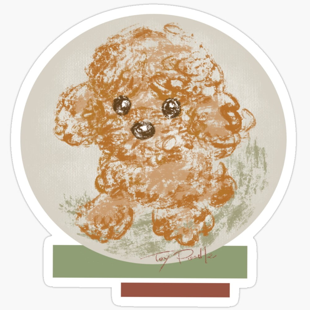 Brush Sketch Of A Poodle Sticker Phone Decal Water Bottle Stickers Car ...