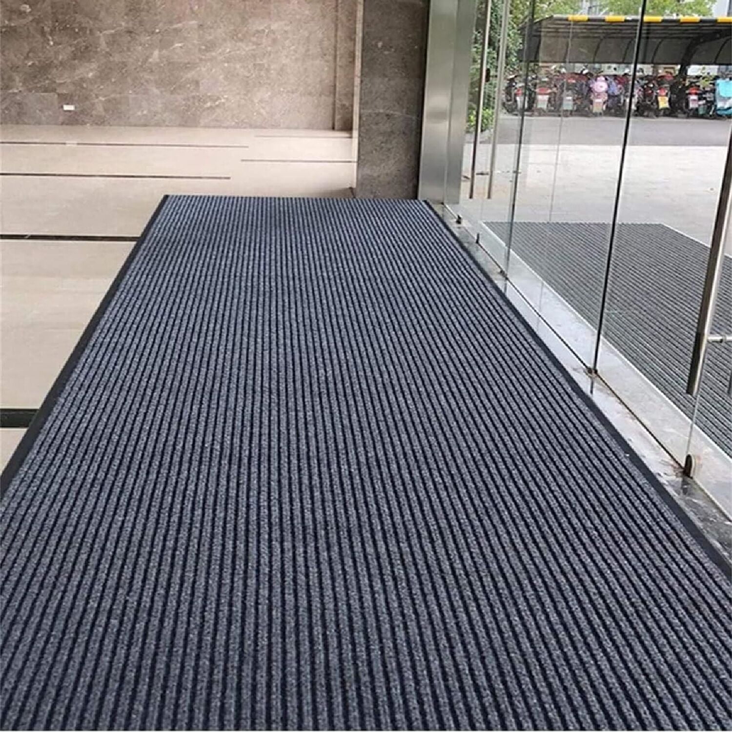 Brush Step Entrance Mat Striped Heavy Duty Indoor Outdoor Doormat with ...