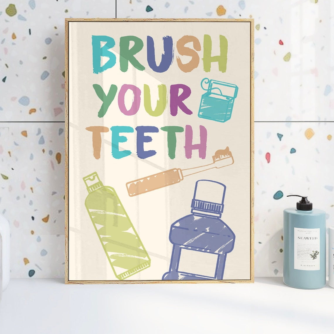 Brush Your Teeth Poster! Boho, Minimalist Modern Art, Boho ...