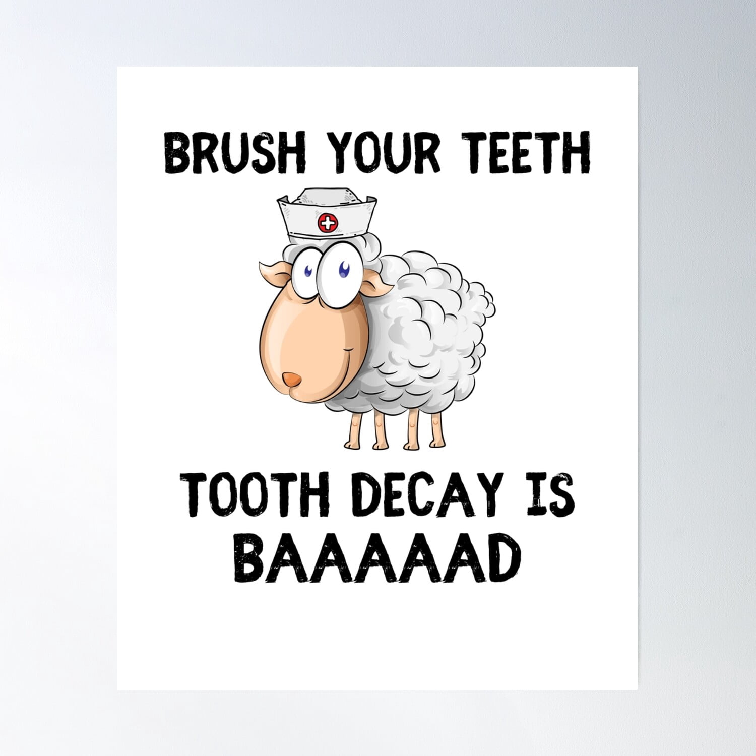 Brush Your Posterth Tooth Decay Is Baaaad Sheep Poster Wall Art, Modern ...