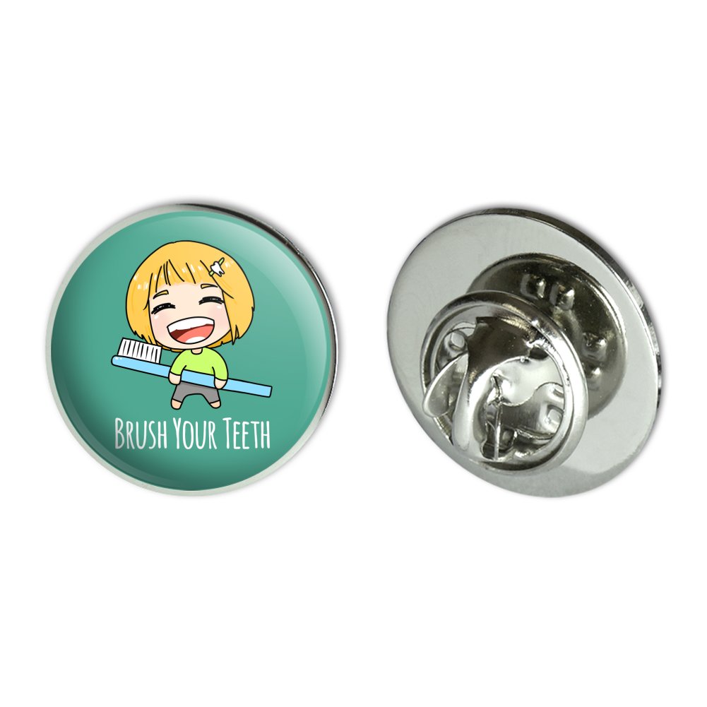 Brush Your Teeth Toothbrush Kawaii Chibi Metal 0.75" Lapel Hat Pin Tie ...