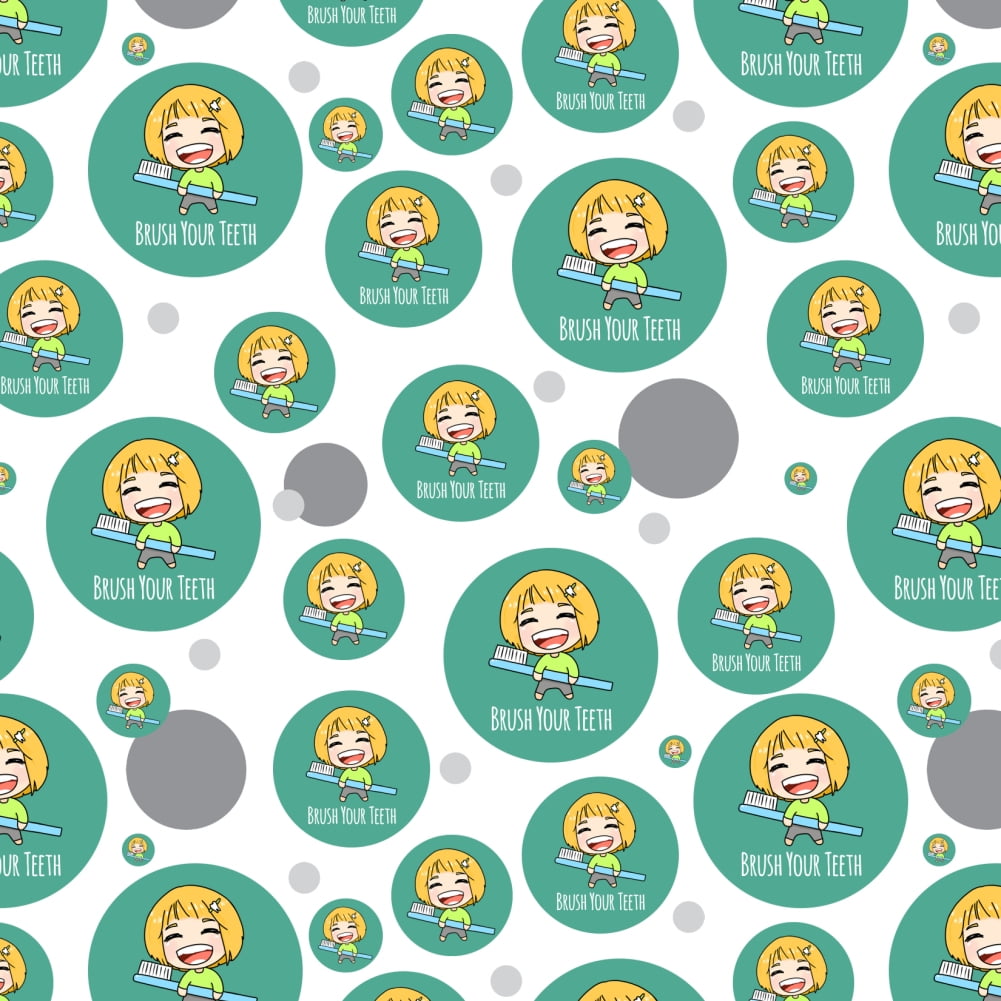 Brush Your Teeth Toothbrush Kawaii Chibi Premium Gift Wrap Wrapping ...